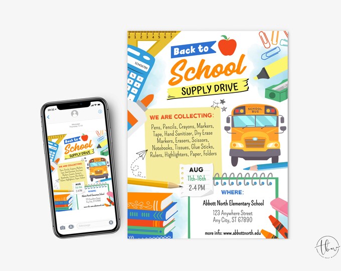 Backpack Drive Flyer Editable Template, School Back Pack Fundraiser ...