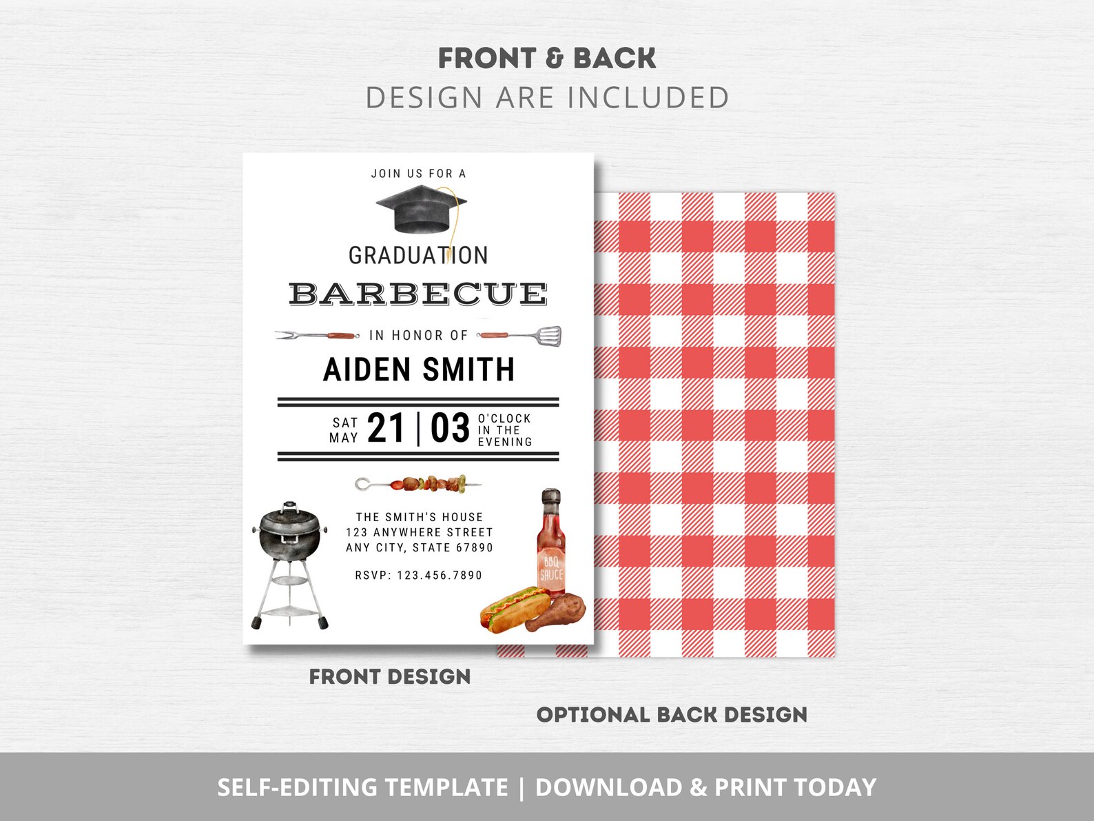 Graduation BBQ Invitation, Grad BBQ Party, Grad Barbecue Invite, BBQ ...
