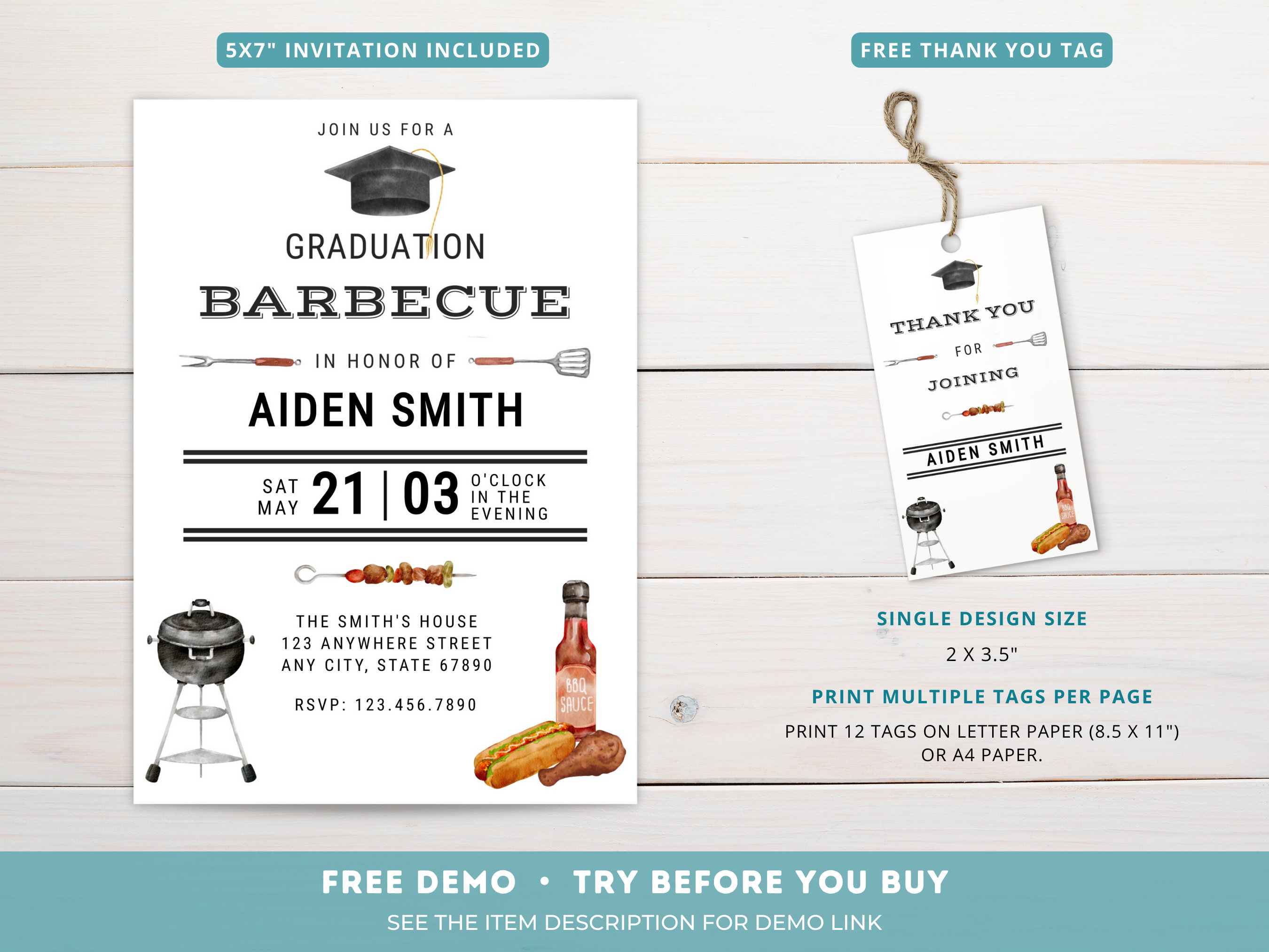 Graduation BBQ Invitation, Grad BBQ Party, Grad Barbecue Invite, BBQ ...
