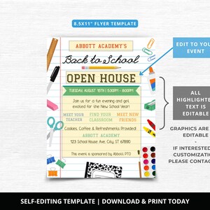 Editable Back to School Open House Flyer, Meet the Teacher Flyer ...