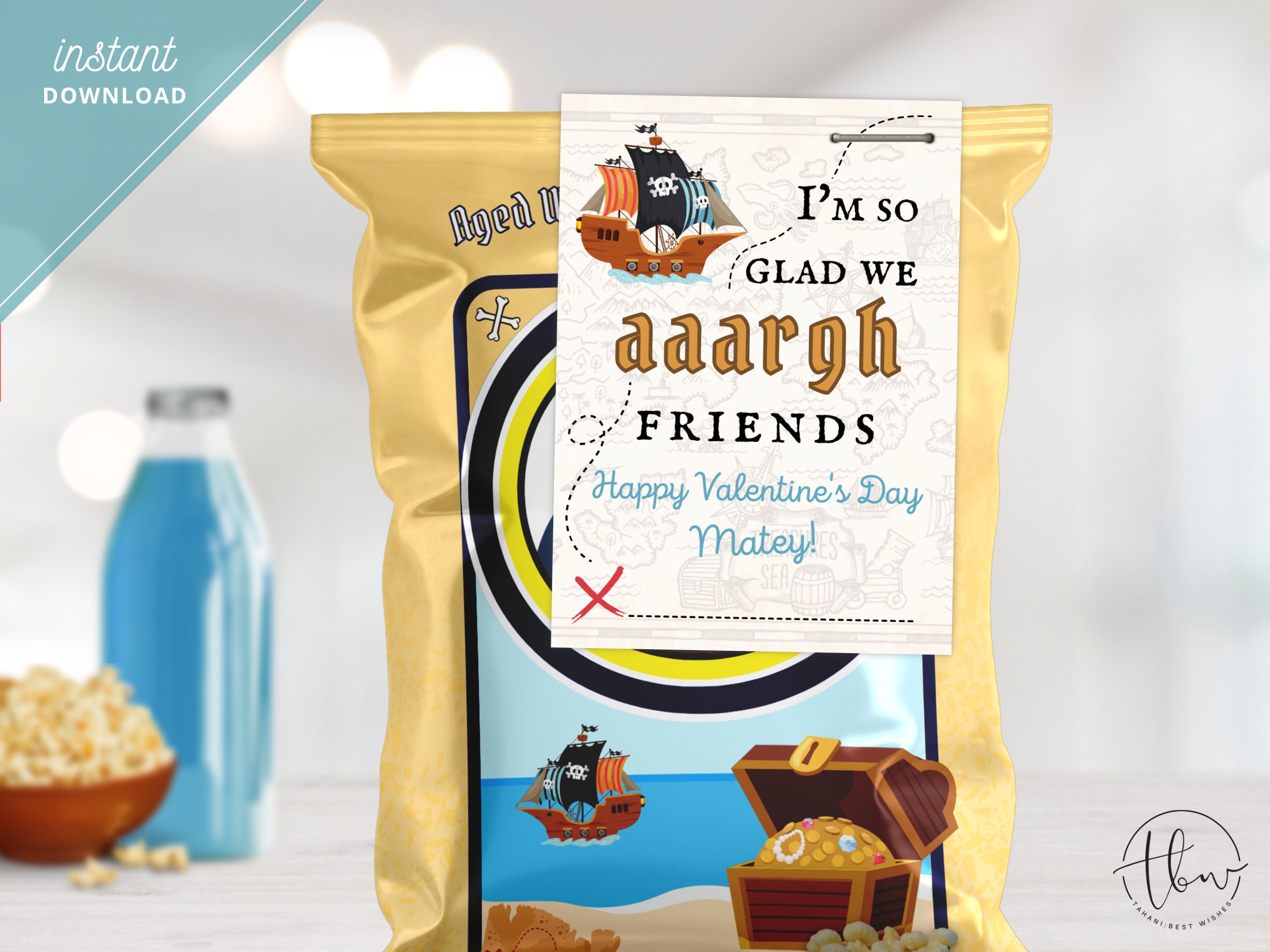 Pirate Valentine's Day Tag, Pirates Booty Valentine Labels, Valentines ...