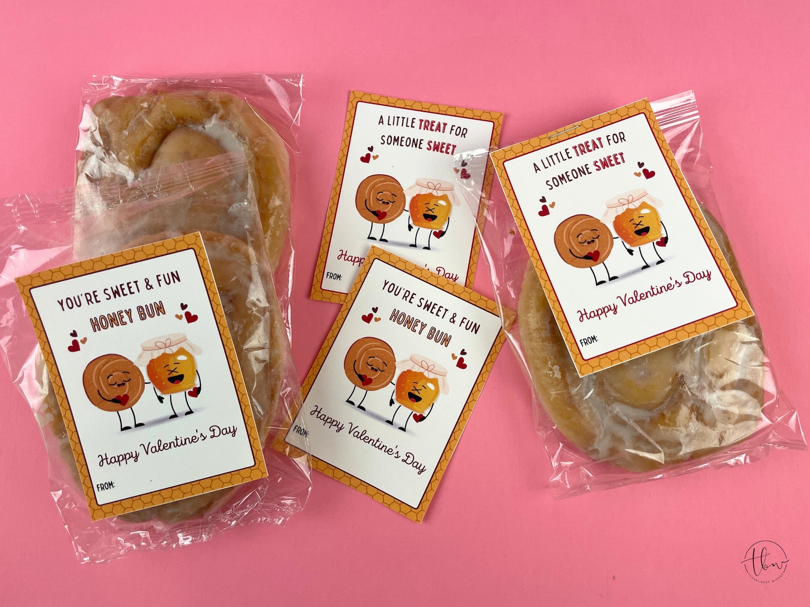 Honey Bun Valentine's Day Tags: Printable Classroom Treats (digital ...
