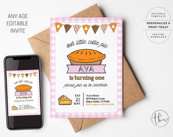 Cutie Pie Birthday Invitation - Etsy