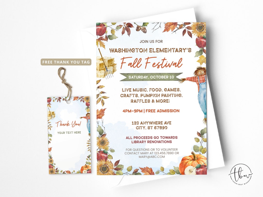 Fall Festival Invitation: Community Harvest Party Flyer, School Fall ...