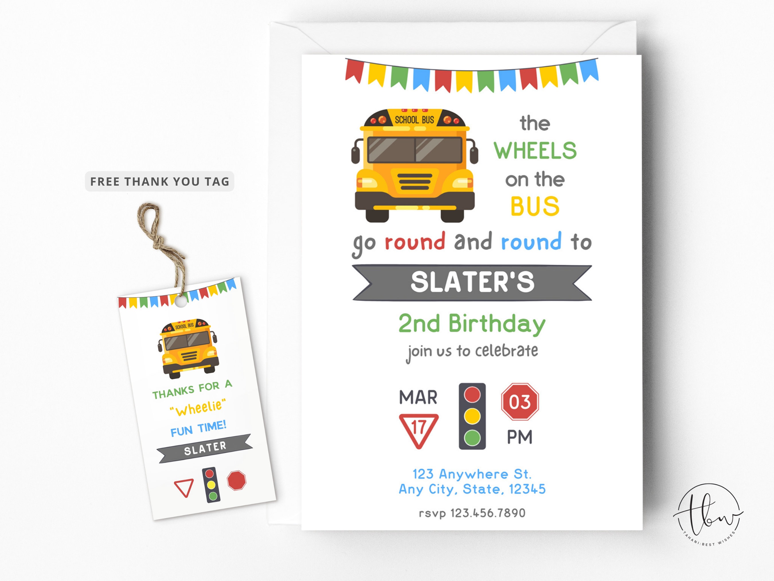 Wheels on the Bus Birthday Invitation, School Bus Invite, Yellow School ...