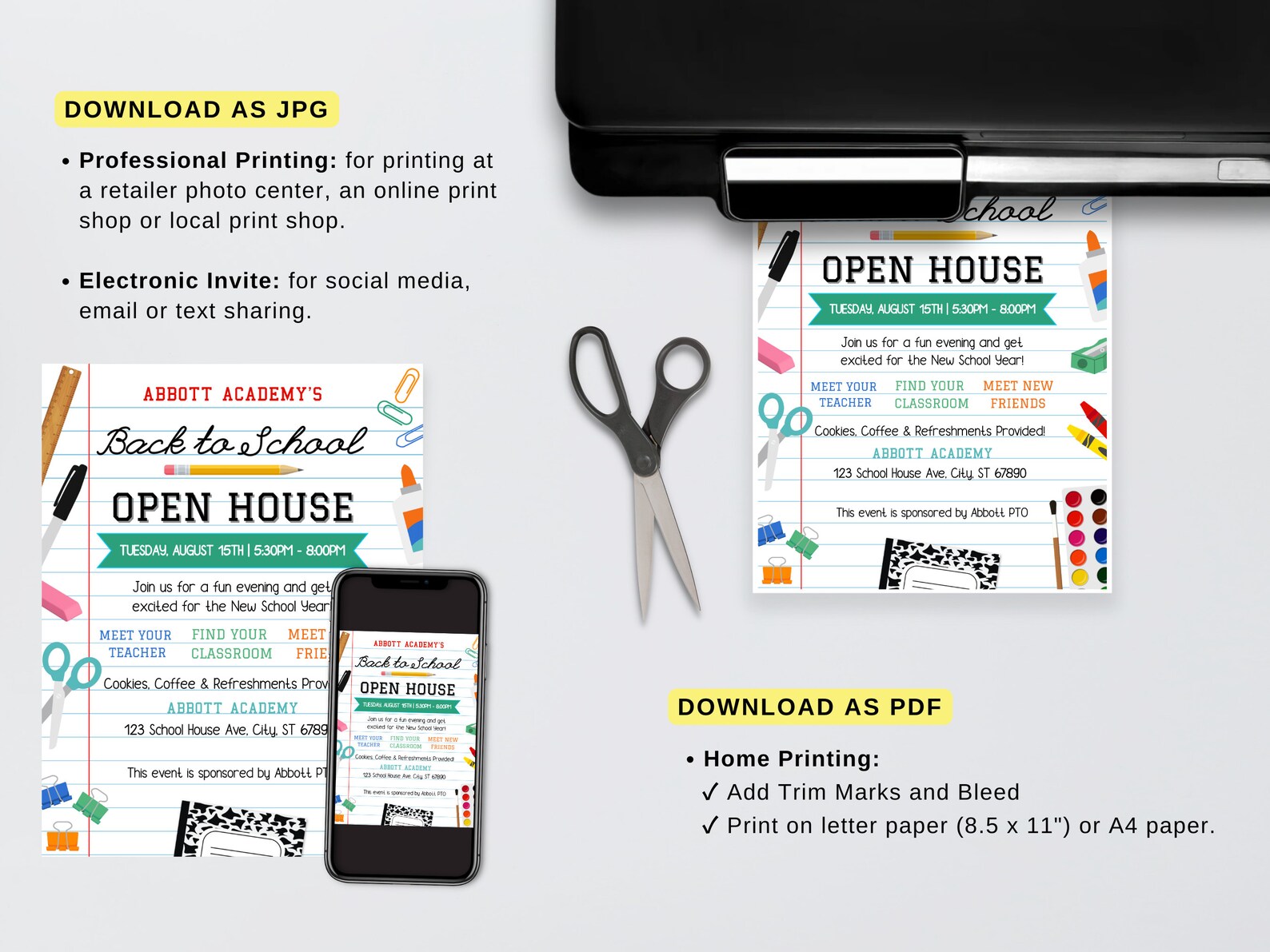 Editable Back to School Open House Flyer, Meet the Teacher Flyer ...