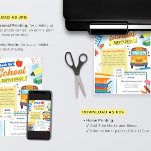 Editable School Supply Drive Flyer, Back to School Invite, School ...