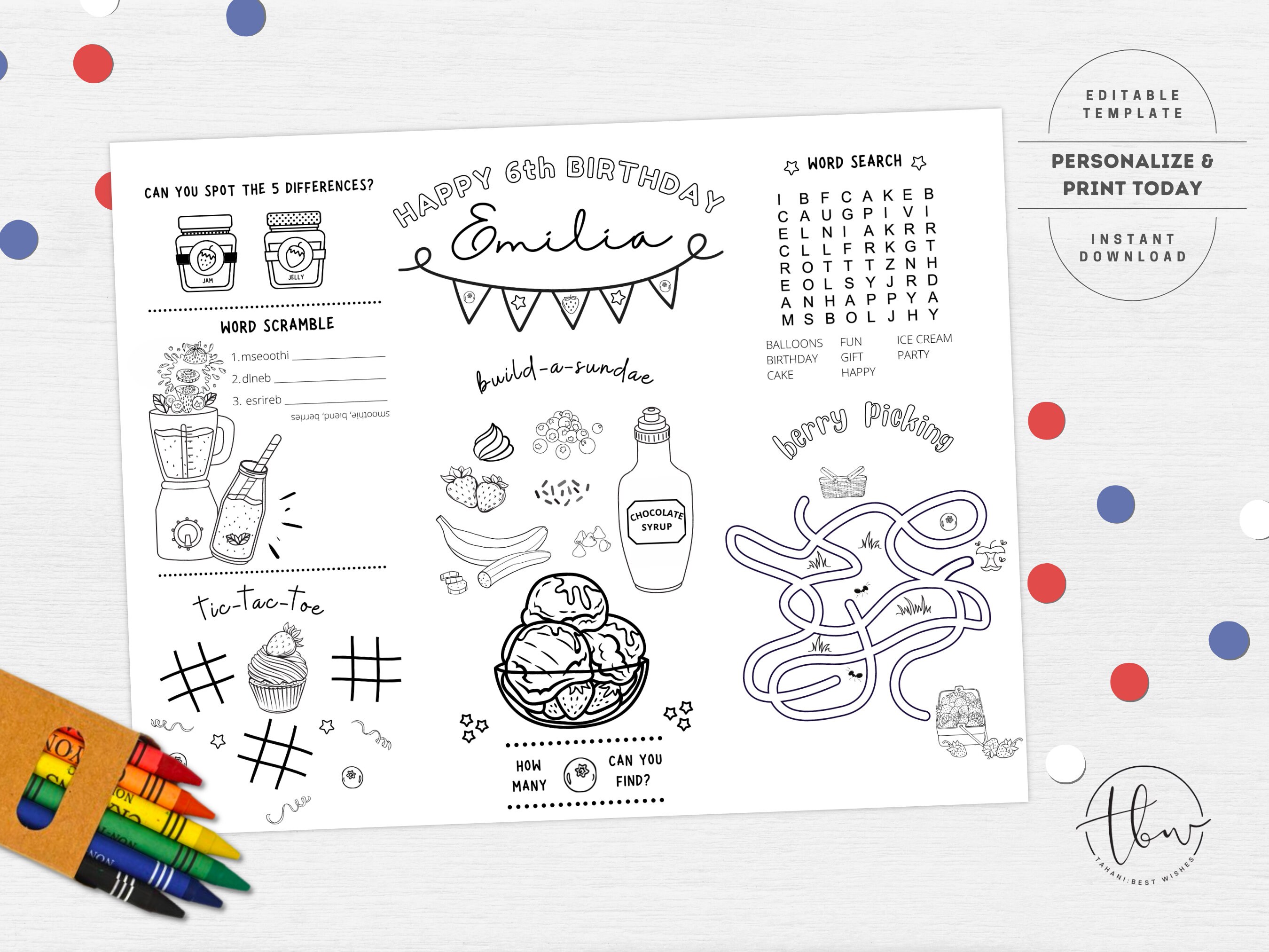 Sweet One Activity Sheet - Etsy