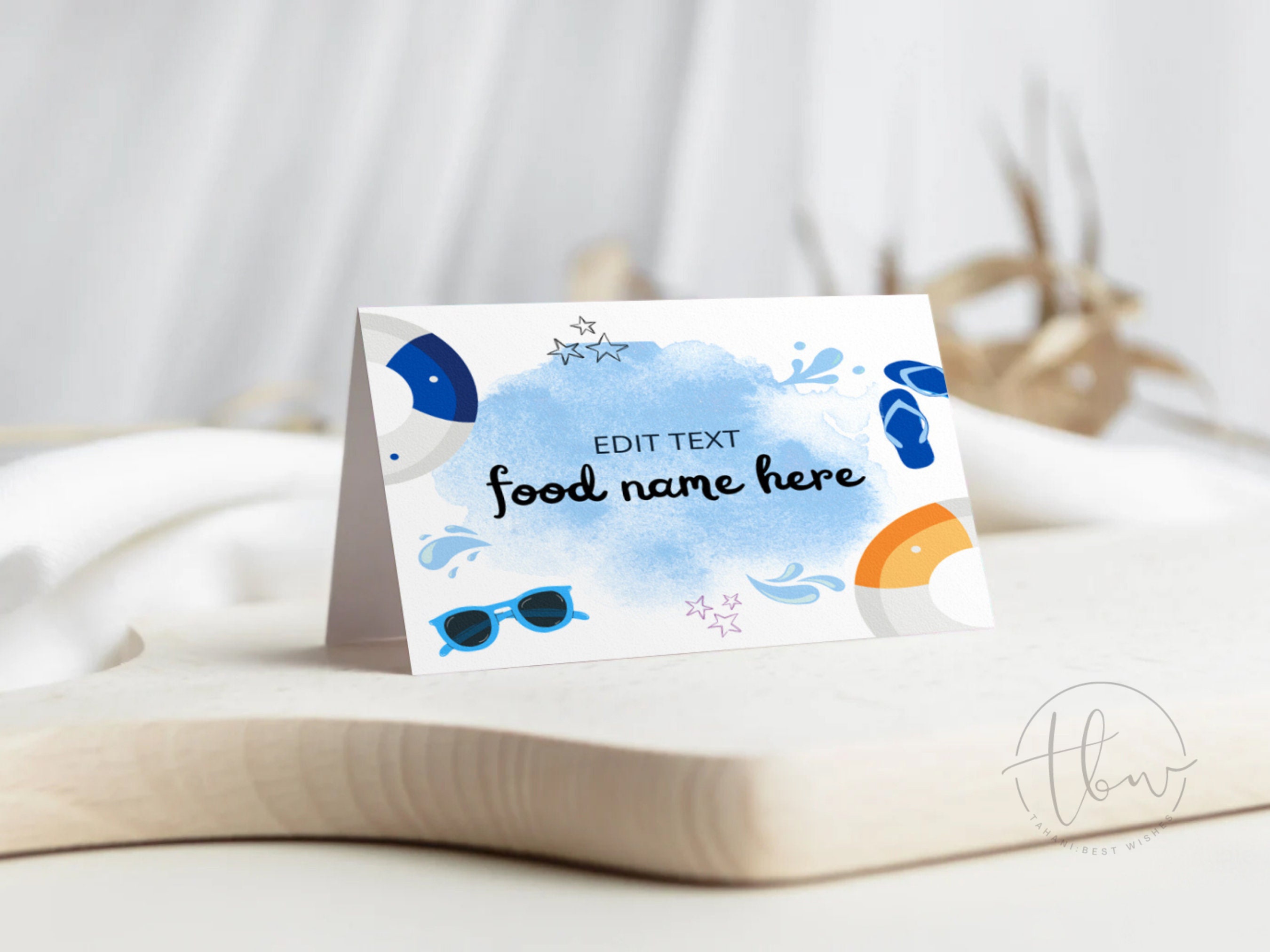 Pool Party Buffet Card Template, Food Tent Card, Printable Food Labels ...