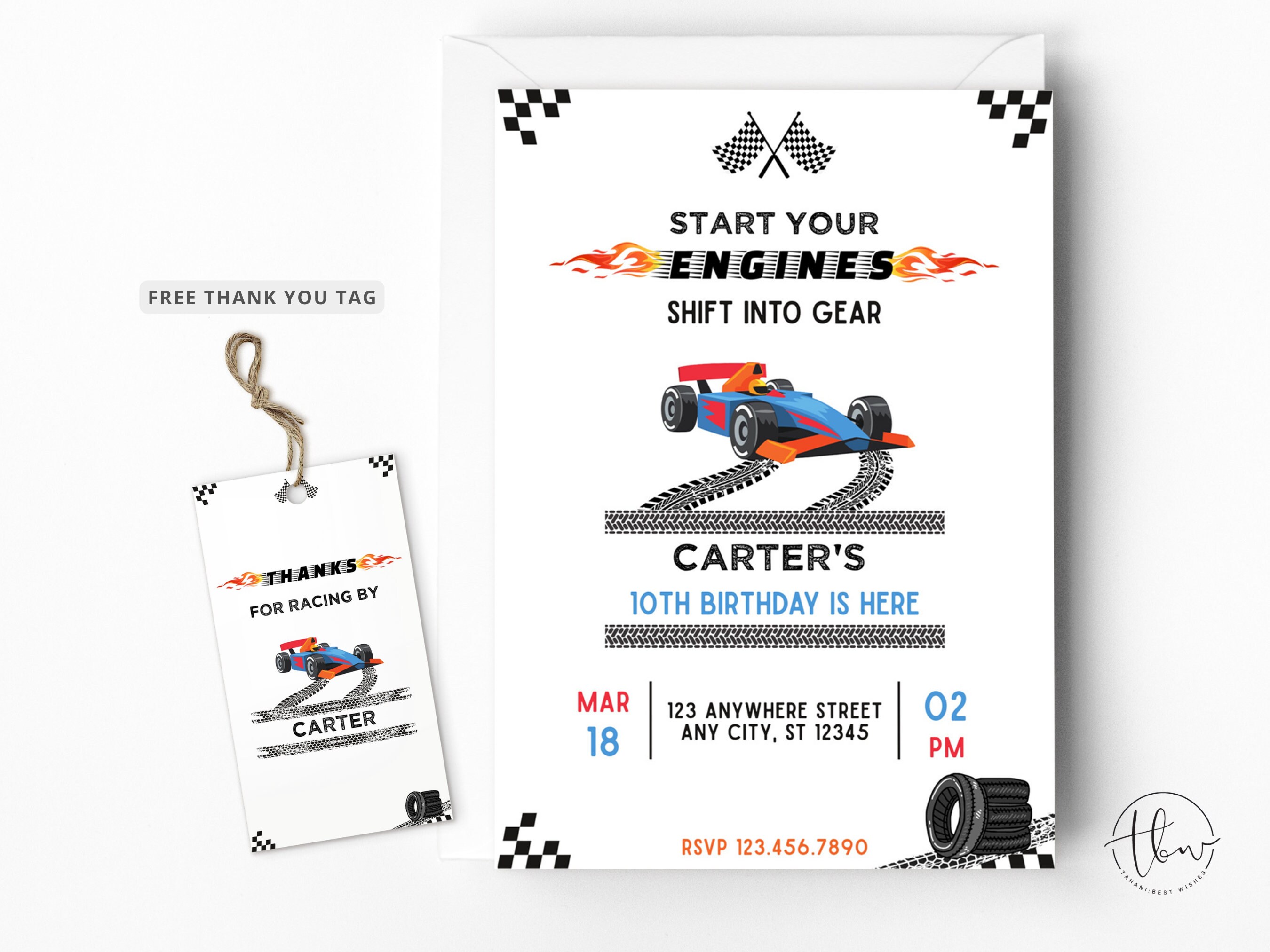 Race Car Invitation, Racing Car Invite, Race on Over, Race Car Birthday ...