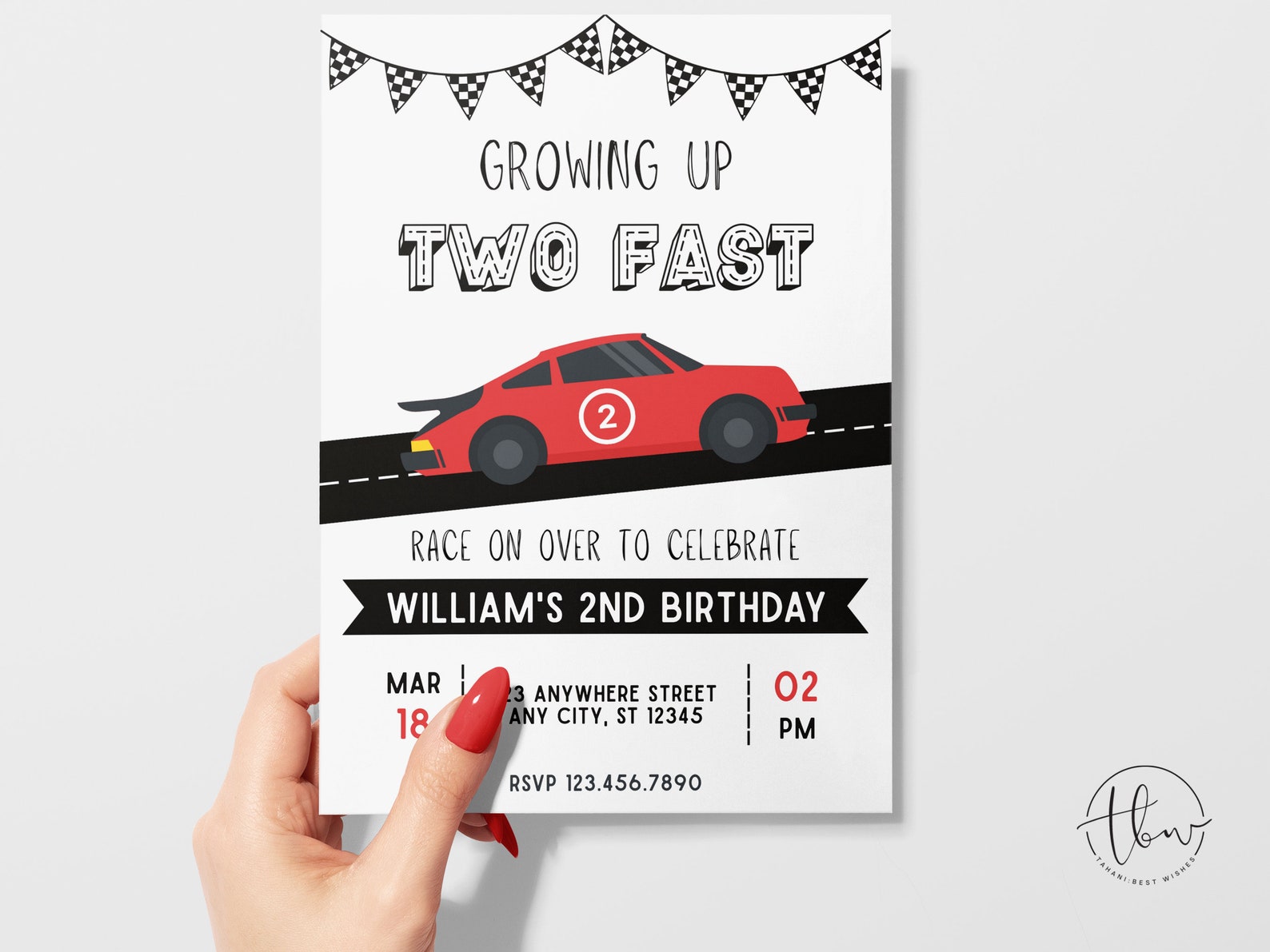 Editable Race Car Birthday Invitation, Growing up Two Fast Invitation ...