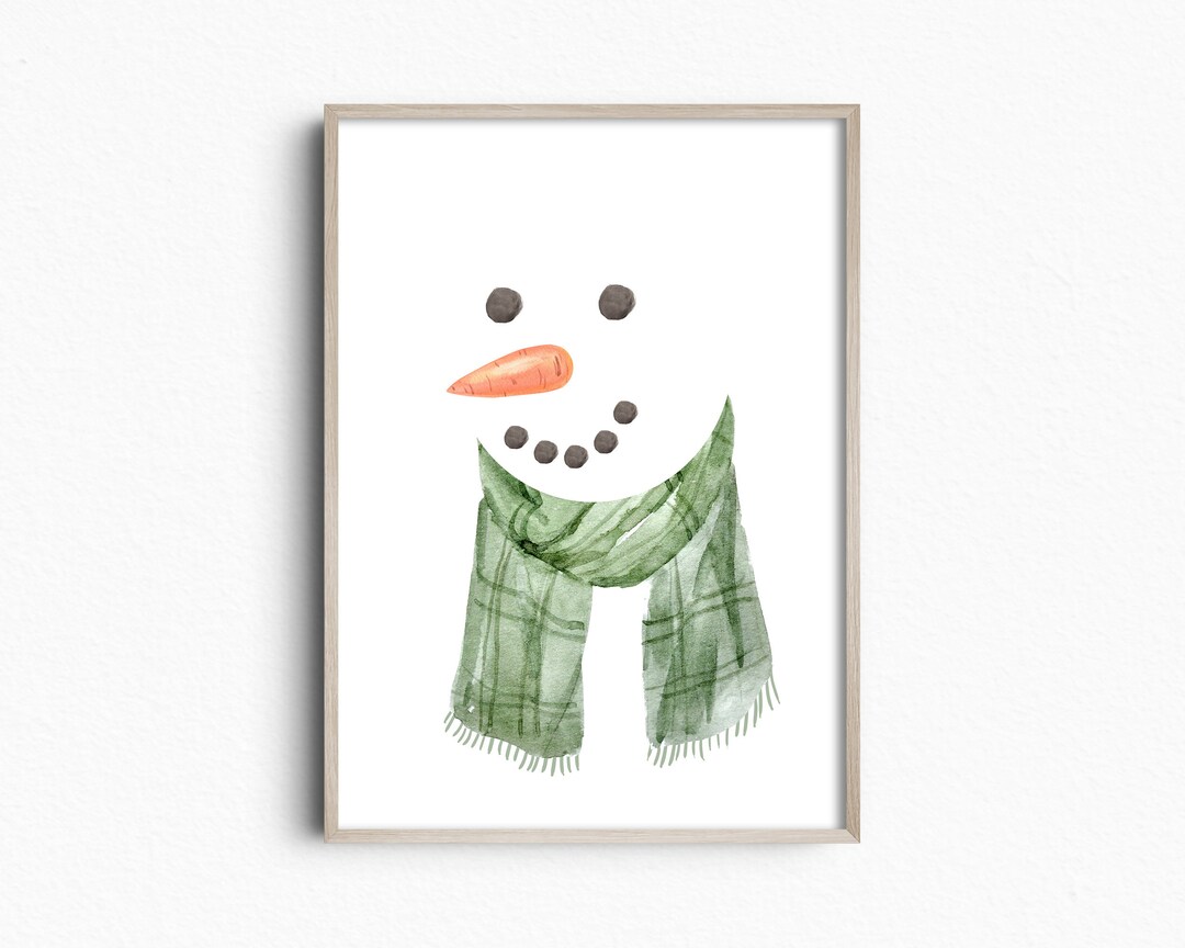 Snowman Printable Art, Digital Snowman Print, Winter Printable ...