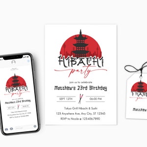 Hibachi Birthday Invitation: Japanese Dinner Party, Asian Themed Invite ...