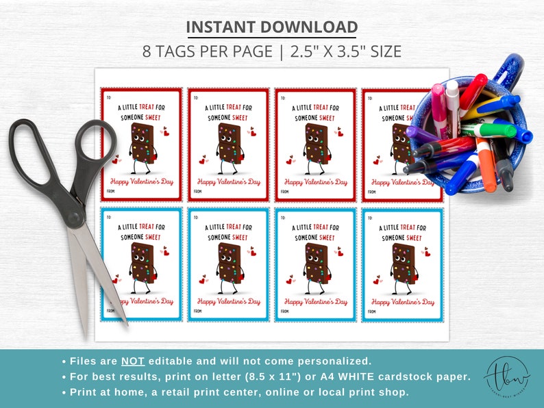 Brownie Valentine's Day Tags, Little Debbie Brownies Labels, Valentines ...