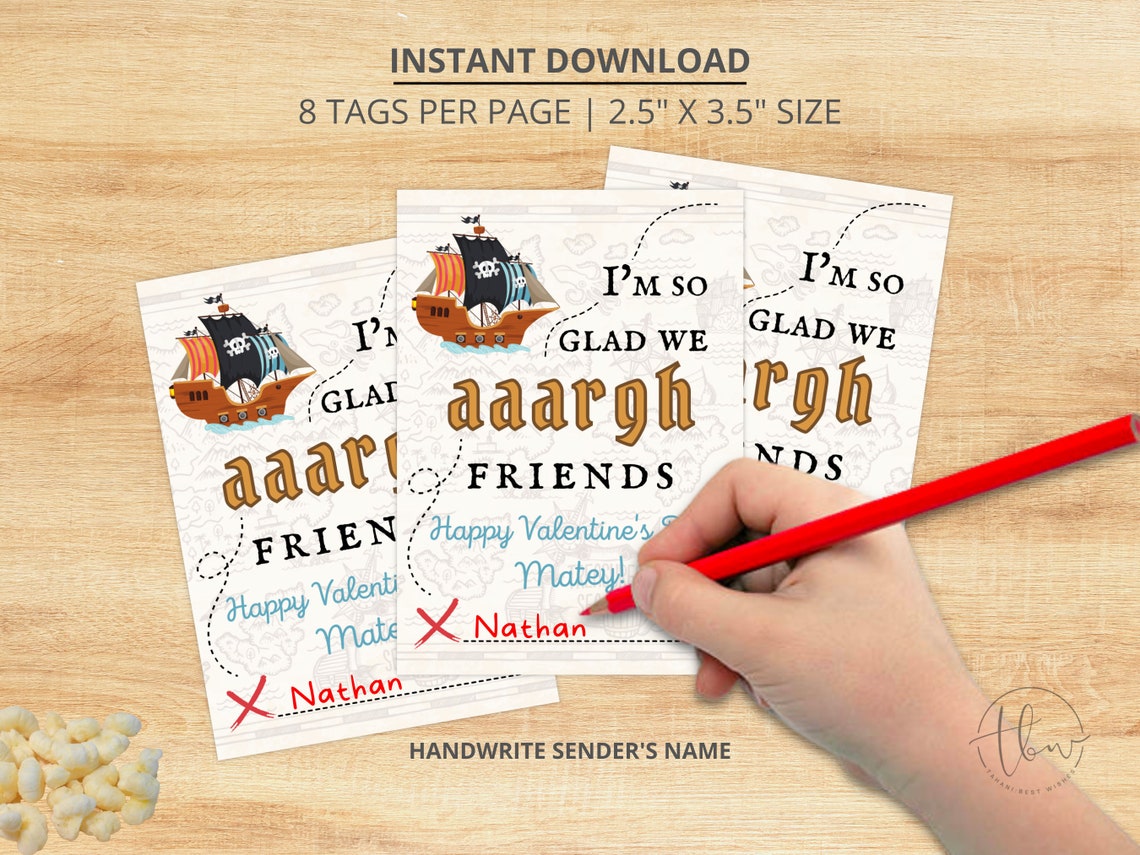 Pirate Valentine's Day Tag, Pirates Booty Valentine Labels, Valentines ...