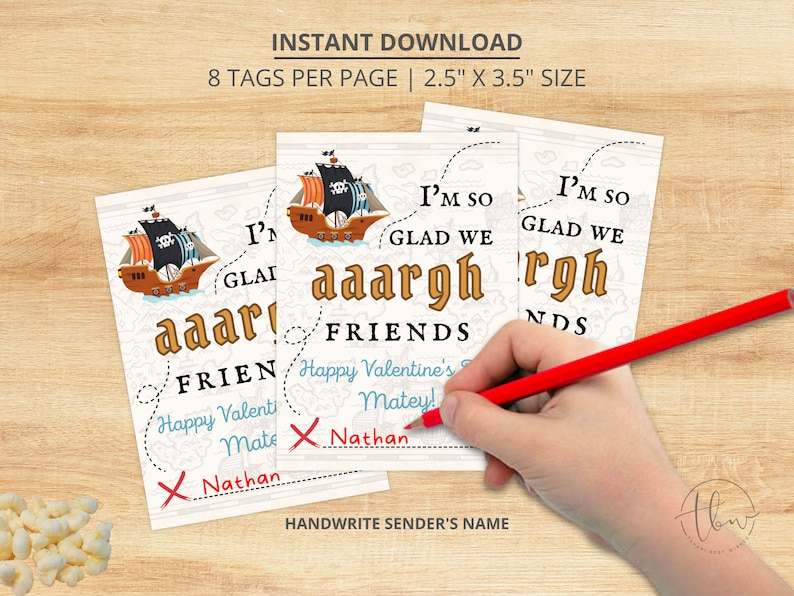 Pirate Valentine's Day Tag, Pirates Booty Valentine Labels, Valentines ...