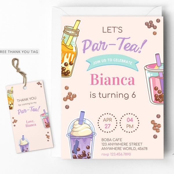 Boba Tea Party Invitations - Etsy