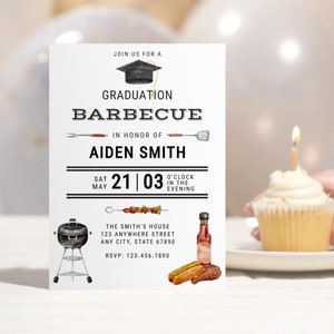 Graduation BBQ Invitation, Grad BBQ Party, Grad Barbecue Invite, BBQ ...