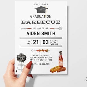 Graduation BBQ Invitation, Grad BBQ Party, Grad Barbecue Invite, BBQ ...