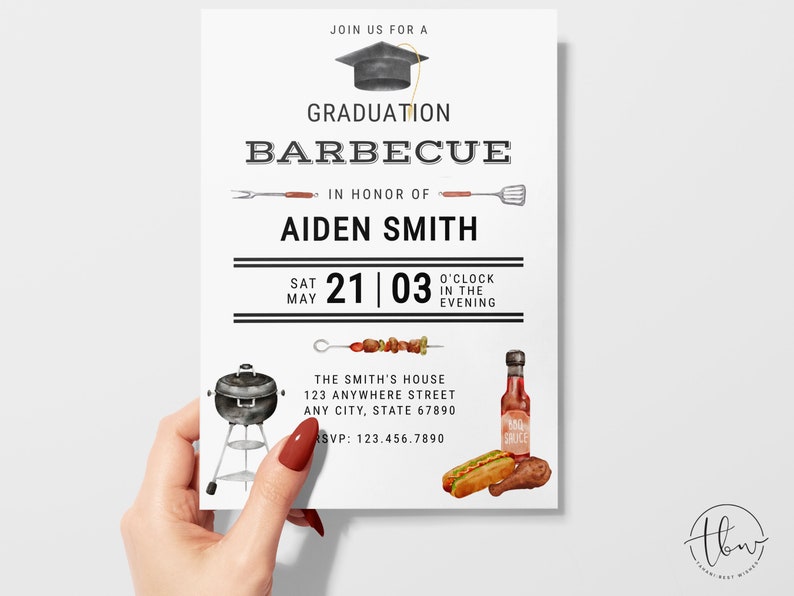 Graduation BBQ Invitation Grad BBQ Party Grad Barbecue - Etsy