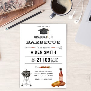 Graduation BBQ Invitation, Grad BBQ Party, Grad Barbecue Invite, BBQ ...