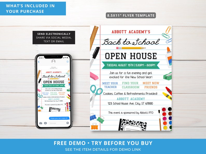Editable Back to School Open House Flyer, Meet the Teacher Flyer ...