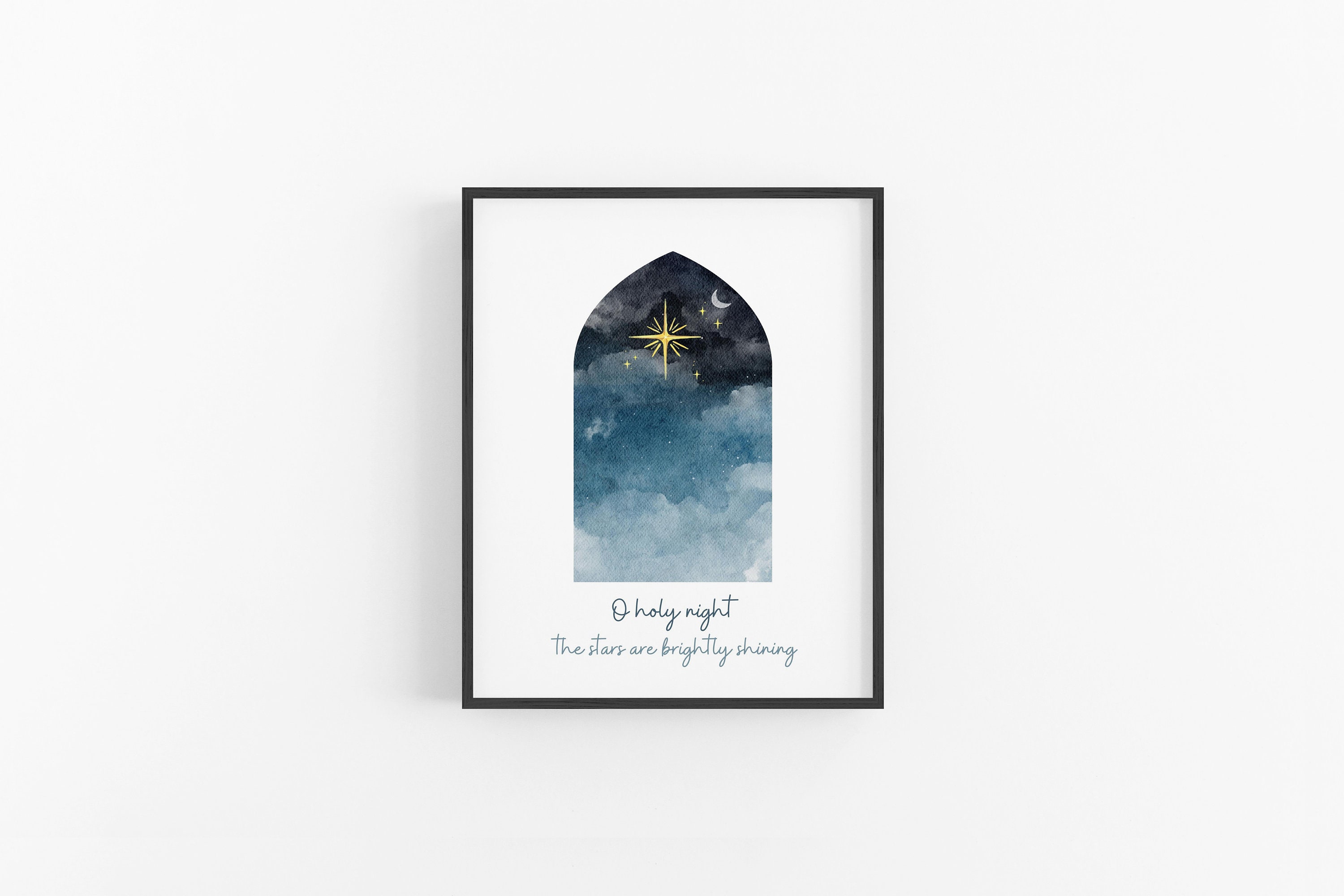 O' Holy Night Printable, Noel Print, Watercolor Nativity Art, Christmas ...