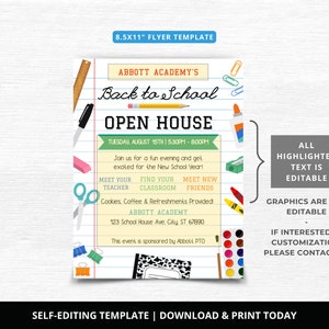 Editable Back to School Open House Flyer, Meet the Teacher Flyer ...
