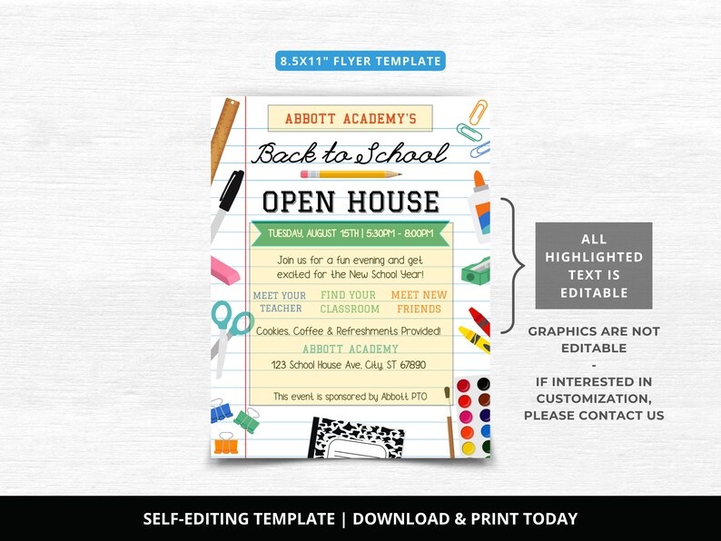 Editable Back to School Open House Flyer, Meet the Teacher Flyer ...