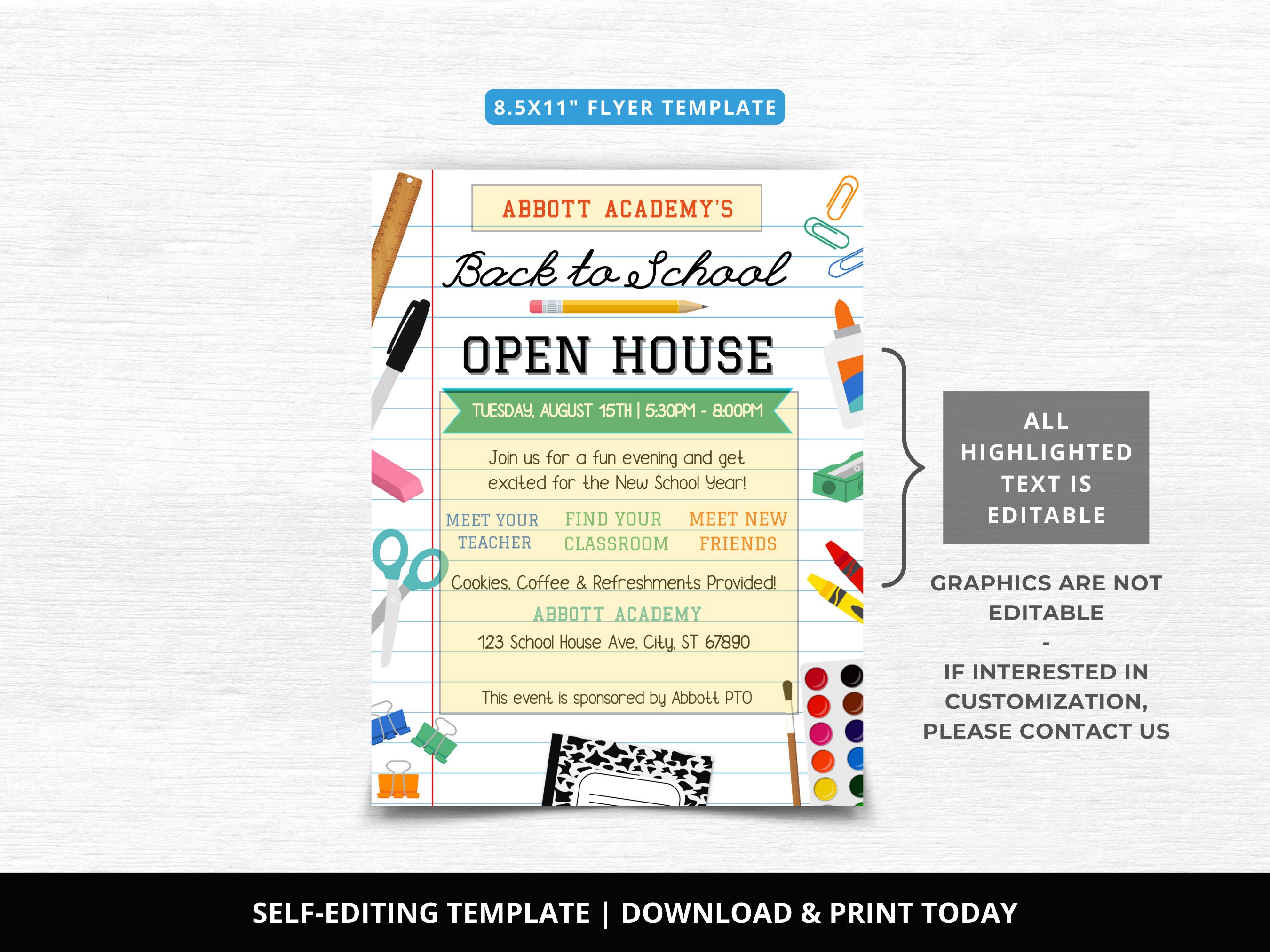 Editable Back to School Open House Flyer, Meet the Teacher Flyer ...