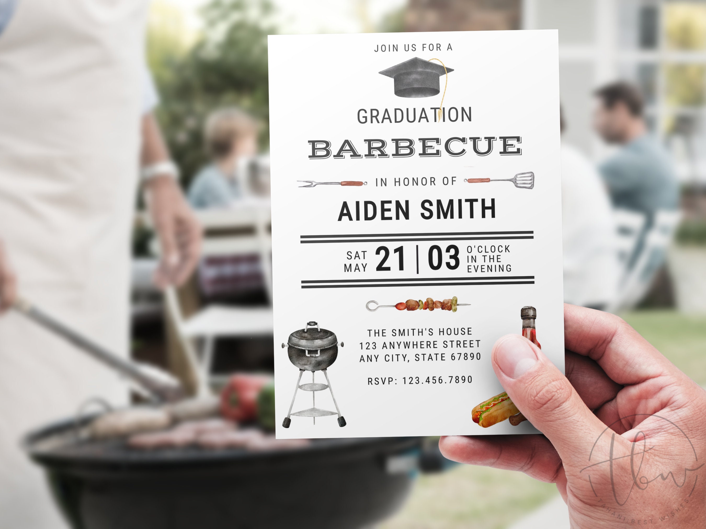 Graduation BBQ Invitation, Grad BBQ Party, Grad Barbecue Invite, BBQ ...