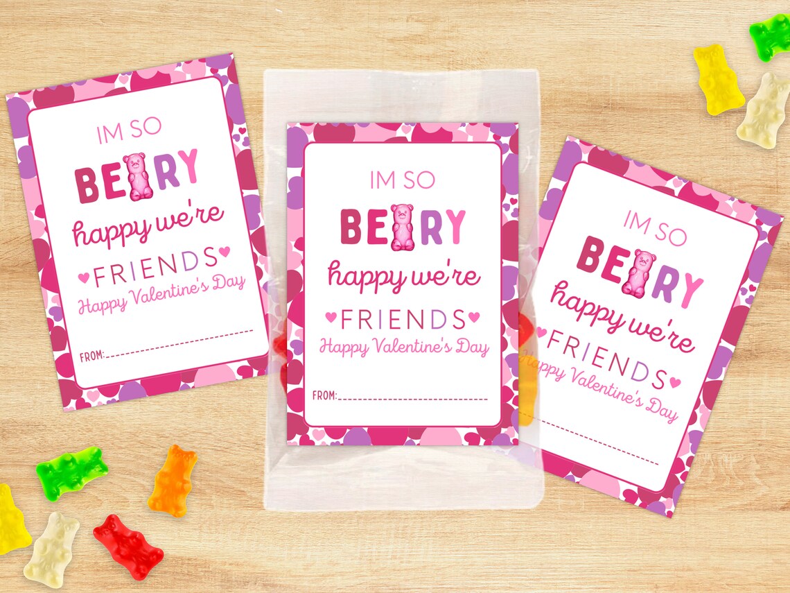 Gummy Bear Valentine's Day Printable Tags, Valentines Day Cards for ...
