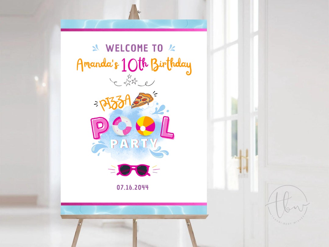 Pizza Pool Party Welcome Sign, Girl Pool Party, Pizza and Pool Party ...
