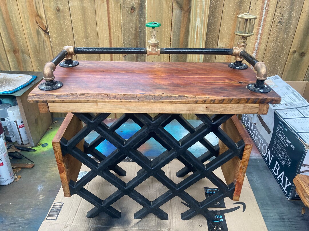 Rustic Reclaimed Wood Steampunk Wine Rack. - Etsy
