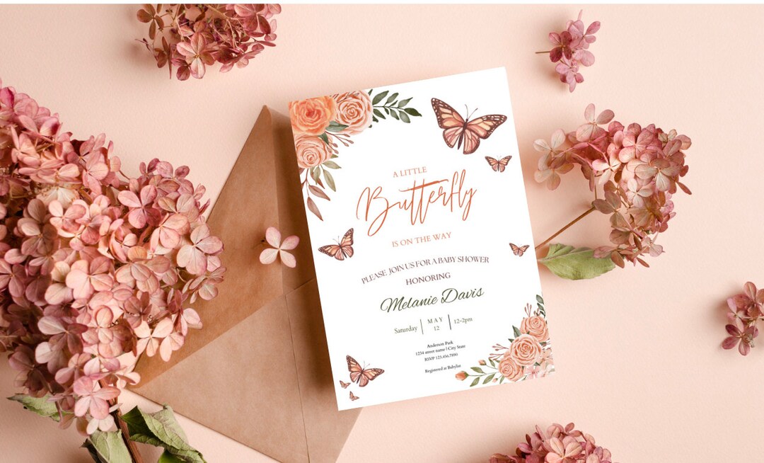 Butterfly Baby Shower Invitation Template Instant Download - Etsy