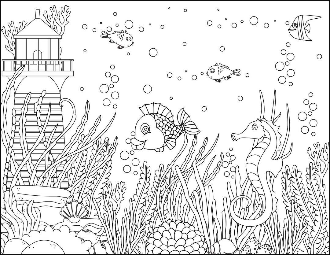 5 Ocean Color Pages - Etsy