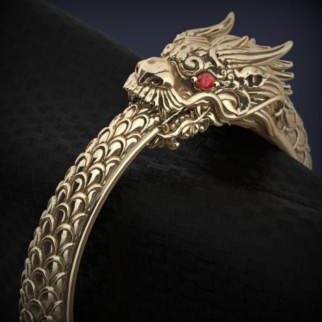 Ouroboros Dragon Gold Handmade Ring Serpent Mythology Ring - Etsy