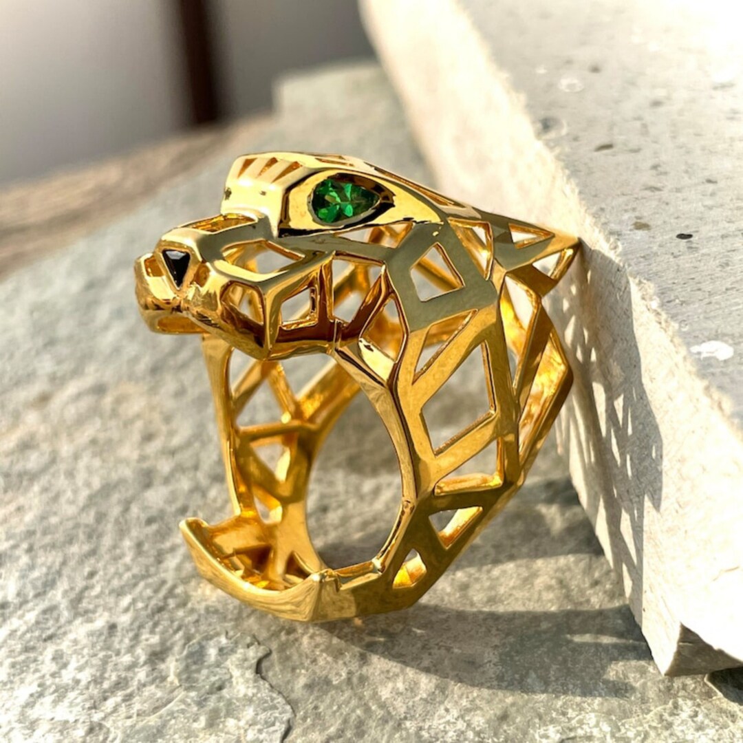 18K Yellow Gold Ring Panther Ring Jaguar Ring Tiger Ring - Etsy