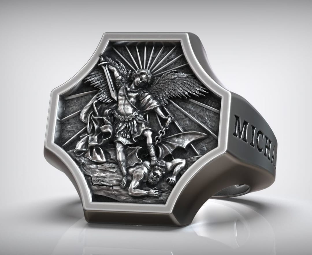 Handmade Archangel Michael Silver Ring St.michael Personalized - Etsy