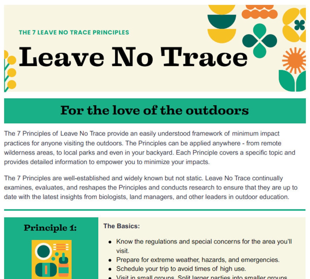 Leave No Trace - the 7 Principles of Leave No Trace Digital File - Etsy