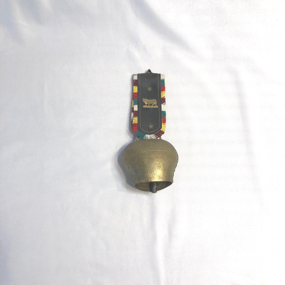 Vintage Copper Cow Bell With Leather Strap - Etsy
