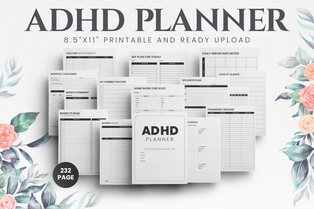 Planificateur TDAH Français, Imprimable De 217 Pages, Planification ...