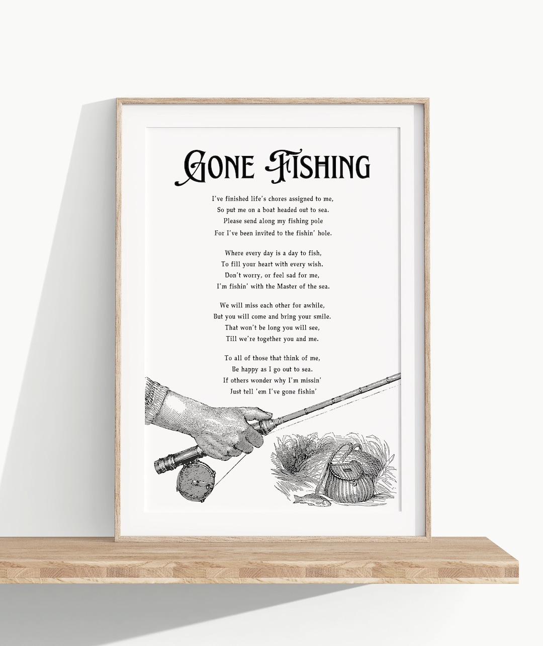 Gone Fishing Poem Print, Fisherman Memorial Art - Etsy UK