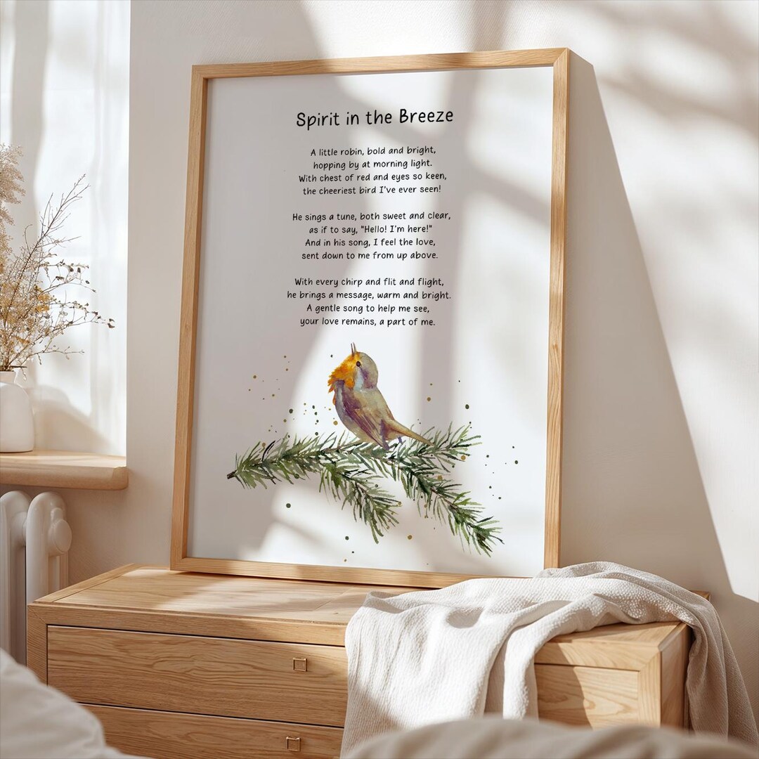 Robin Poem Print, Spirit in the Breeze Memorial Art - Etsy Australia