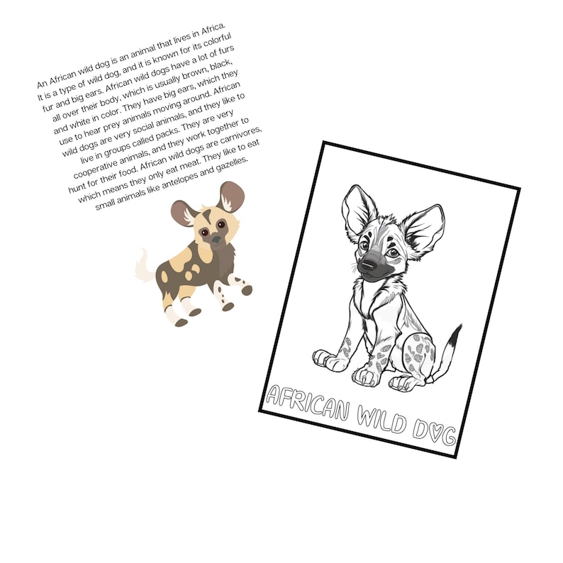 African Animals Coloring Pages With Little Stories, Coloring Pages for ...