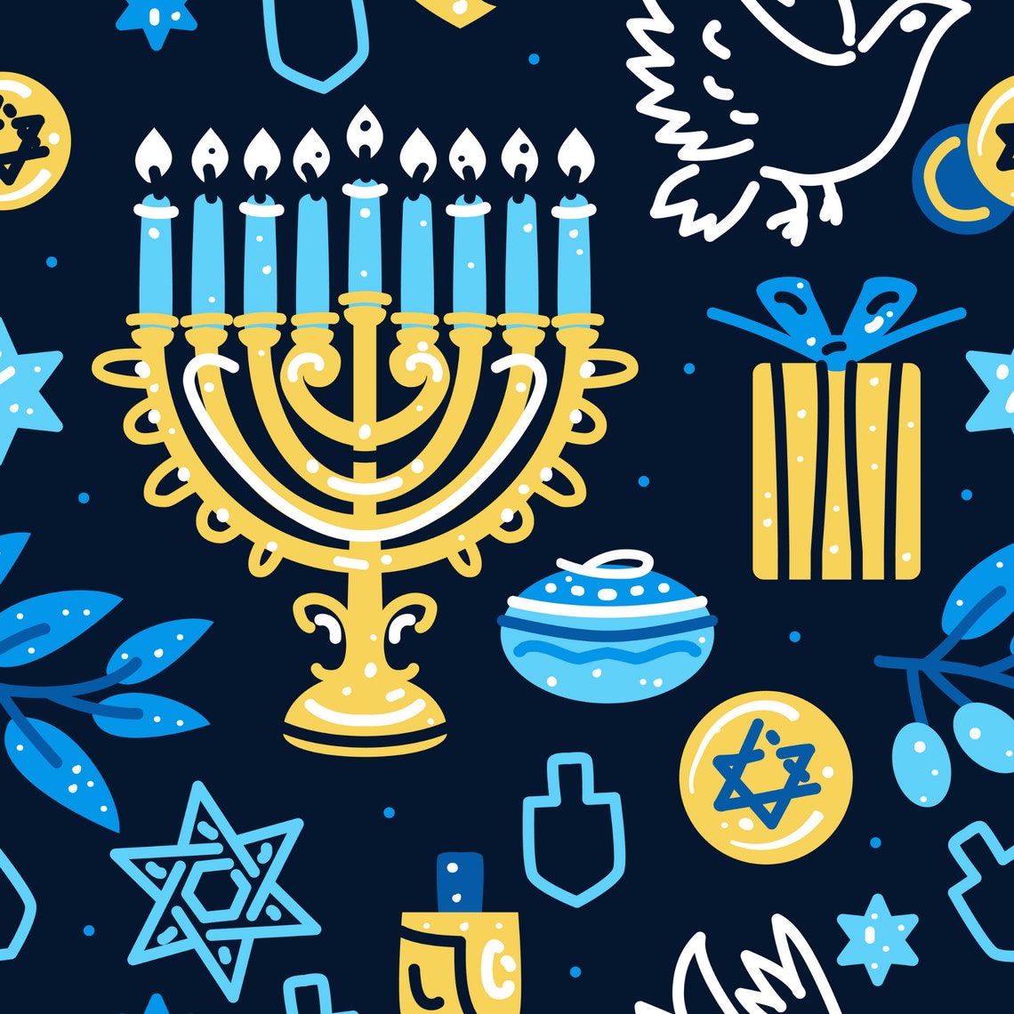 Hanukkah Seamless Pattern / Digital Paper / Pattern Pdf Printable ...