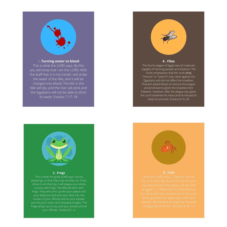 Ten Plagues of Egypt/matching Game/card Games/printable Bible | Etsy