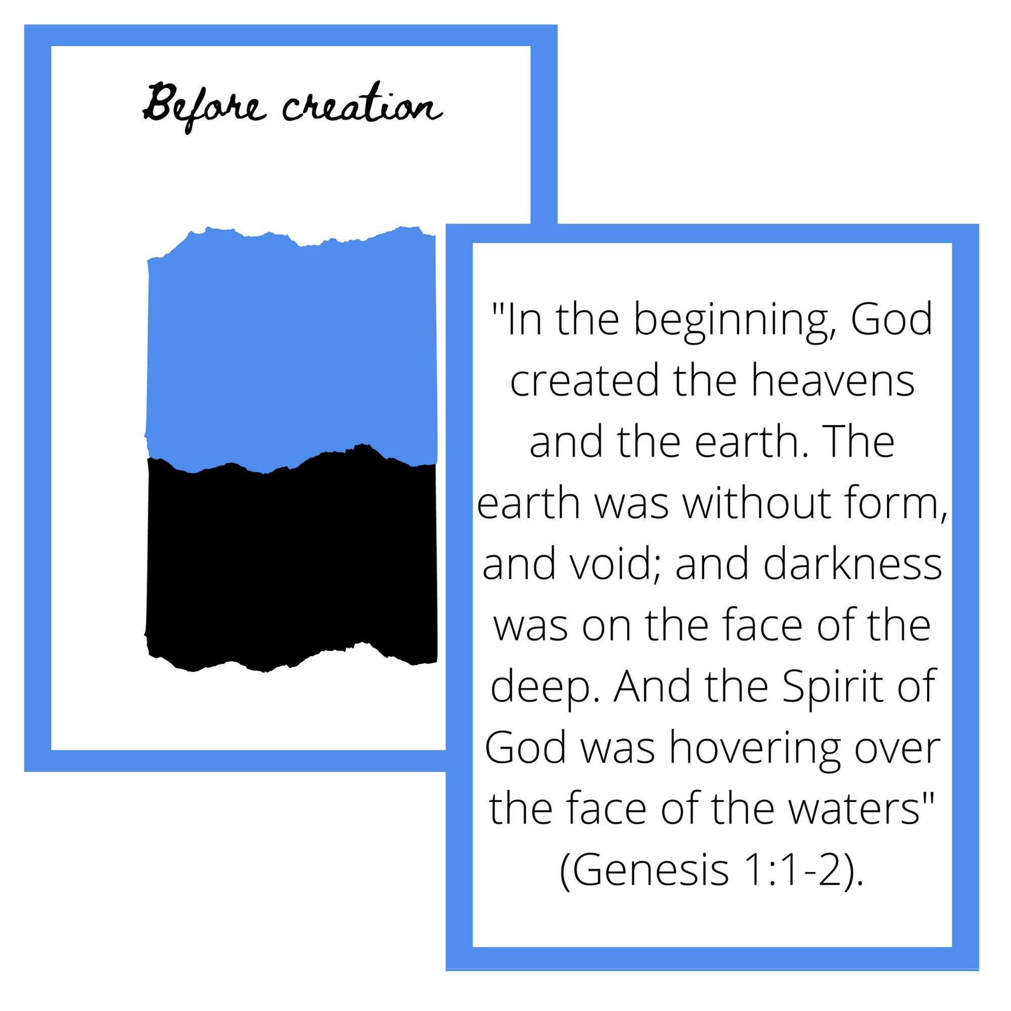 Days of Creation, Story Cards, World Creation, Bible Verses, Printable ...