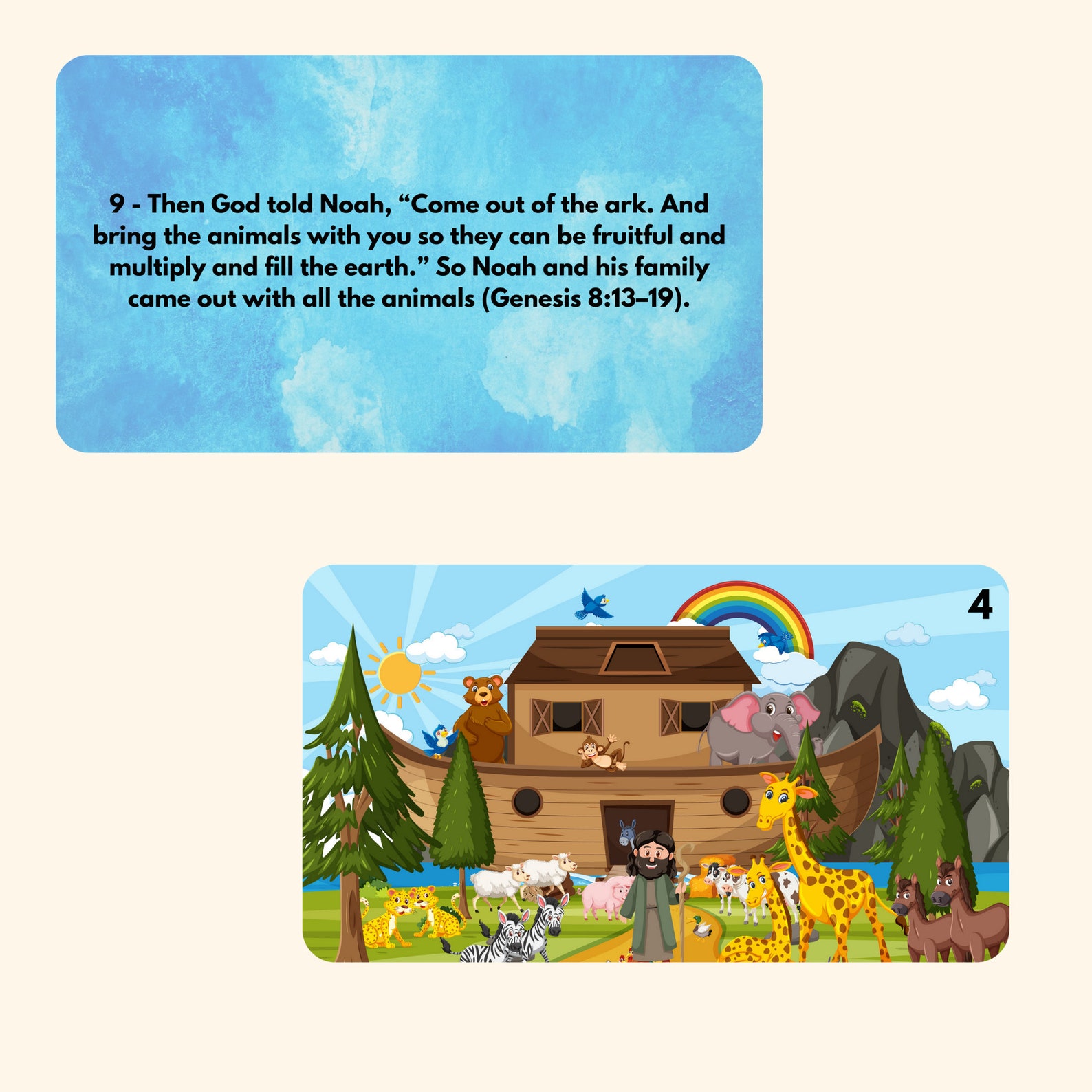 Flashcards Story of Noahs Ark, Matching Game,sequential Activity ...