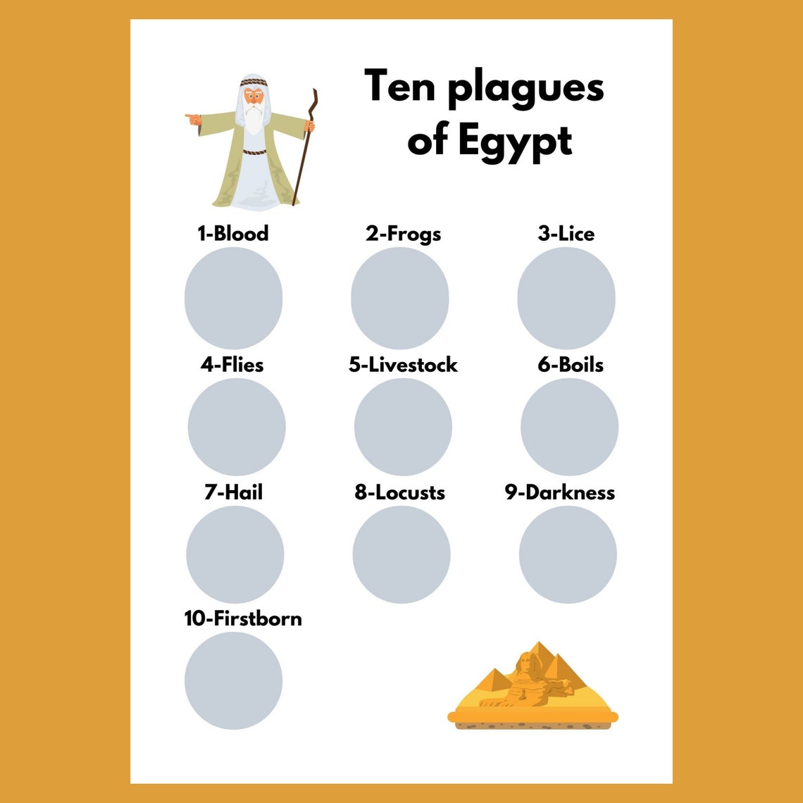Ten Plagues of Egypt/matching Game/card Games/printable Bible Activity ...